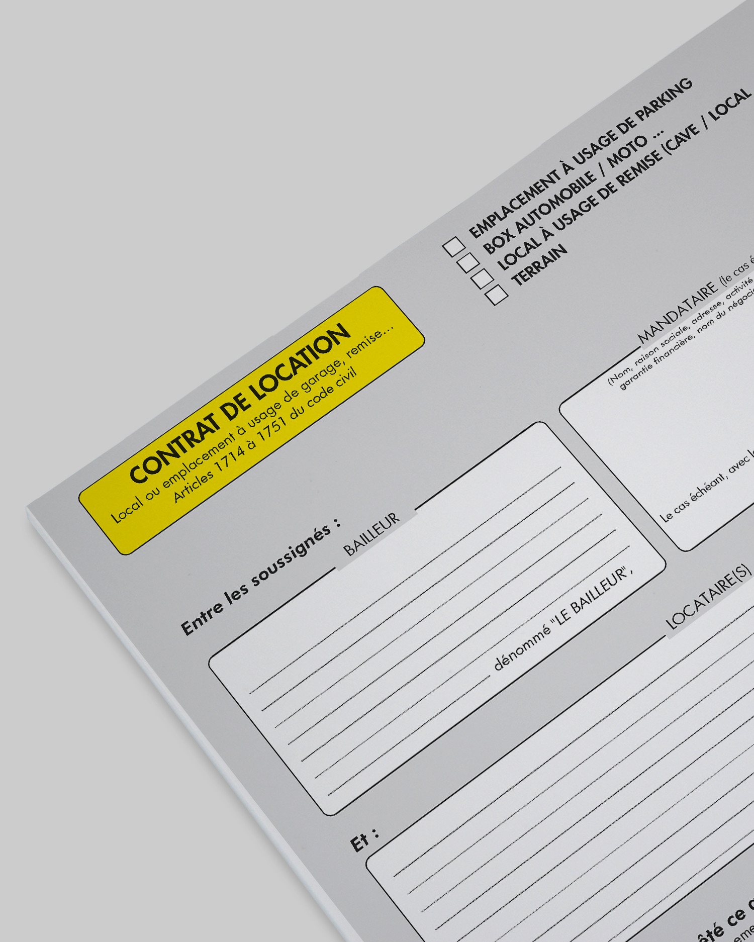 Contrat de location parking - lot de 25